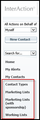 Using Lists – InterAction Web Client