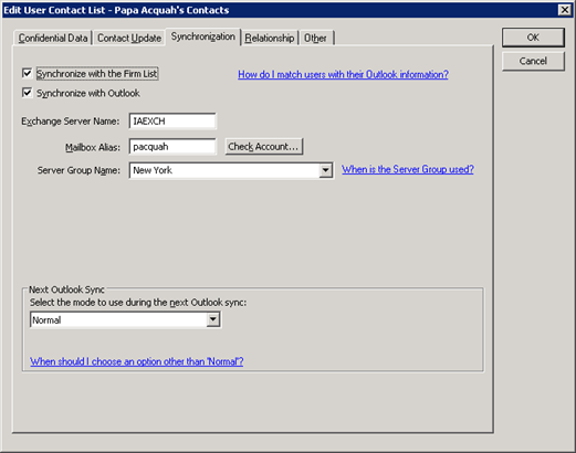 Configuring User Contact Lists for Microsoft Outlook to InterAction Sync – InterAction Web Client