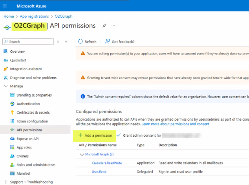 Add Microsoft Graph API Permissions – InterAction Web Client