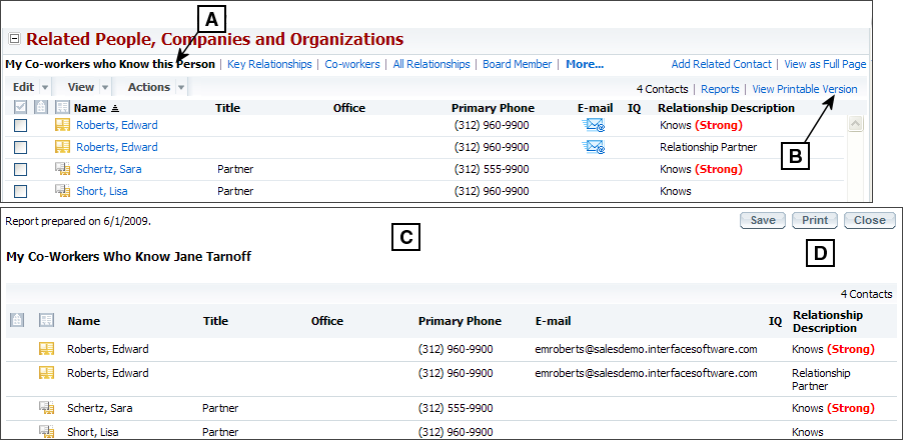 Viewing the Relationships for a Contact – InterAction Web Client