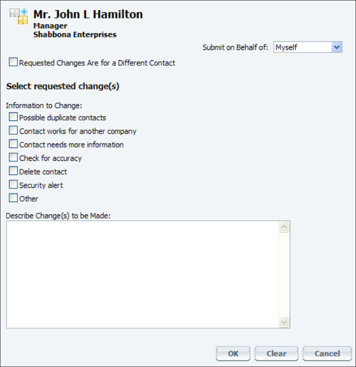 Sending a Change Request – InterAction® Web Client Answer Center