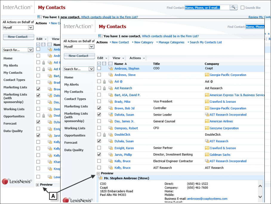 InterAction Toolbar and Other Navigation Features – InterAction Web Client